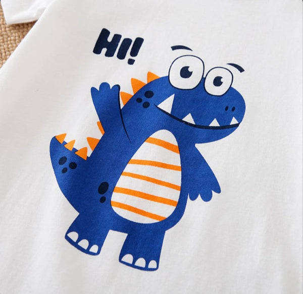 Hi Blue Dino Romper (W) – Funsies Garments